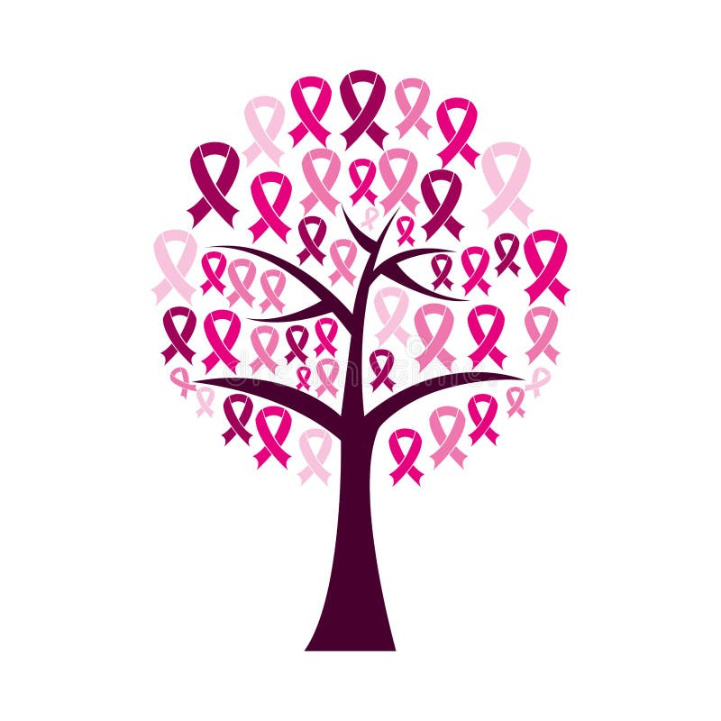 Breast Cancer Awareness Pink Ribbons Conceptual Tree EPS10 File. Stock ...