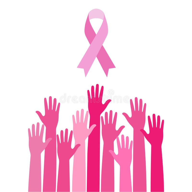 Hands With Pink Breast Cancer Awareness Ribbon Stock Vector