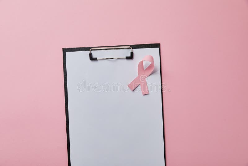 Breast Cancer Ribbon on Folder with Stock Photo - Image of blank, sign ...