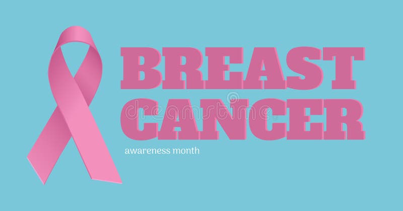 Breast Cancer Text and Pink Ribbon Stock Illustration - Illustration of ...