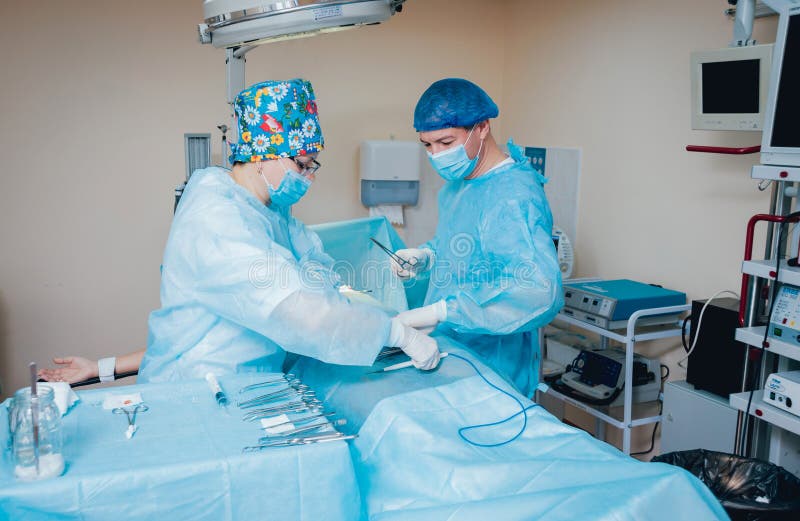 Breast Surgery in the Operating Room. Hospital. Stock Image - Image of ...