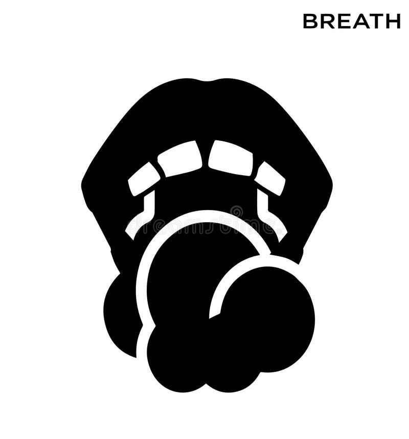 Breath Design Concept. Open Mouth with Steam.Fresh Breath Icon in Flat ...