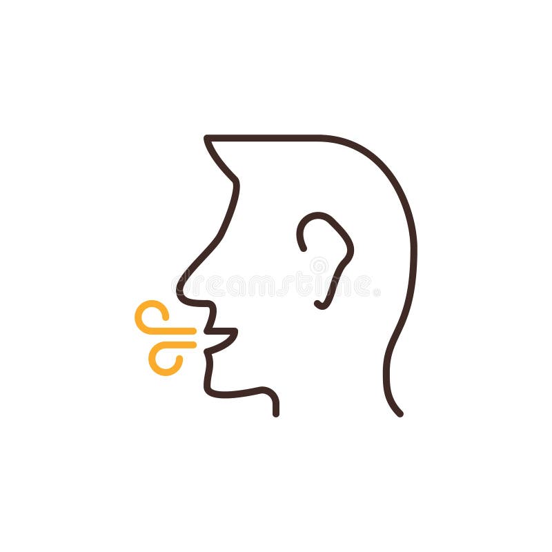 Breath Vector Modern Line Icon - Coughing Man Sign Stock Vector ...