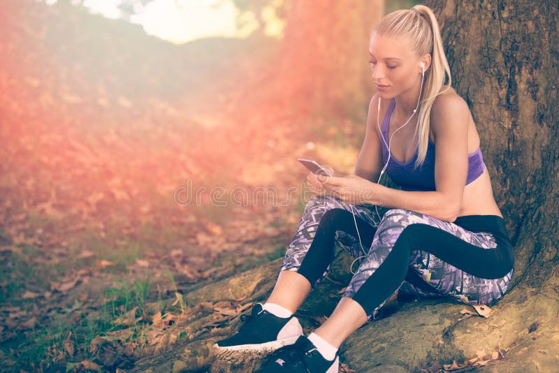 Breathing Deep during Jogging in the Forest Stock Image - Image of body ...