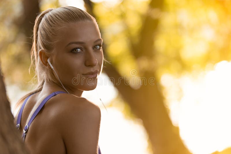 Breathing Deep during Jogging in the Forest Stock Image - Image of ...