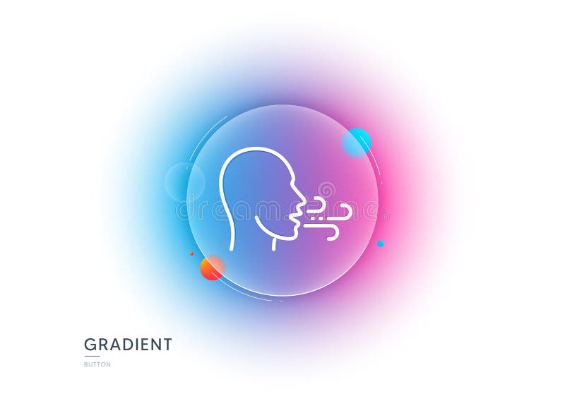 Breathing Line Icon. Breath Difficulties Sign. Gradient Blur Button ...