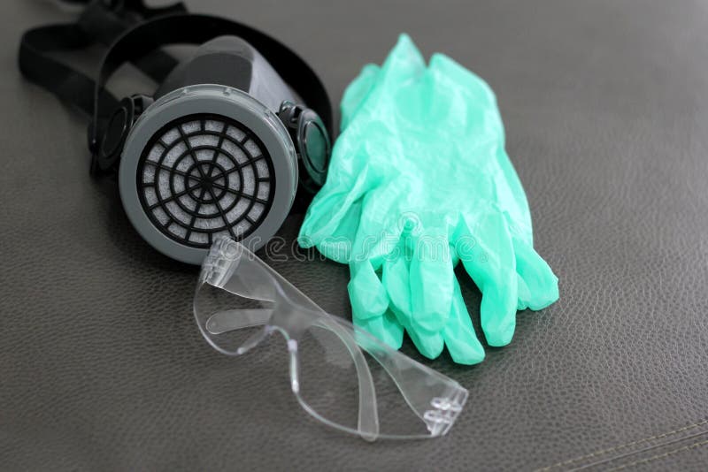 Breathing Mask, Gloves and Protective Glasses, Personal Protective ...