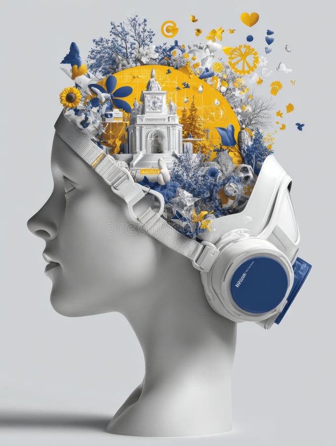 Breathing Mask Designed with Symbols Representing Hope, Progress, and ...