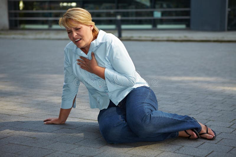 Breathless Woman on Sidewalk Stock Photo - Image of asthma, exhausted ...