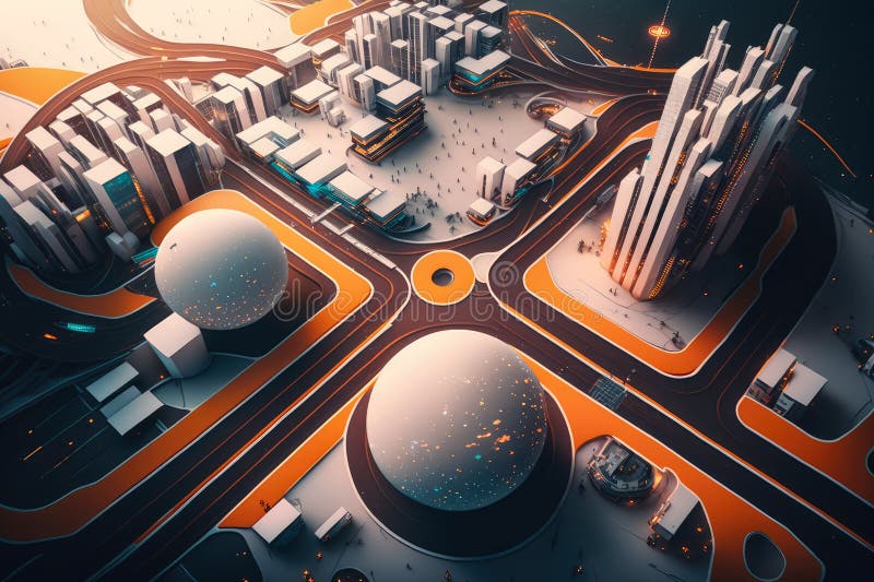 Breathtaking Aerial Image of a Metropolis in the Future, Featuring a ...