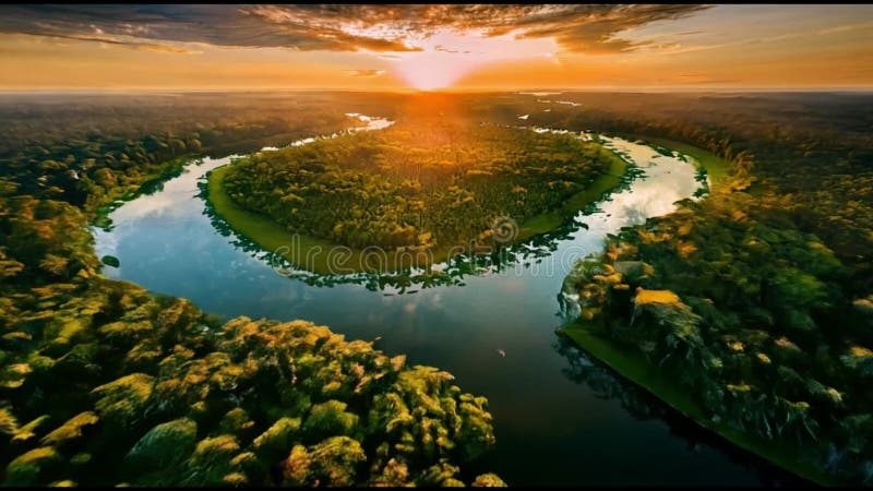 Aerial View of Amazon Rainforest Stock Video - Video of greenery, river ...
