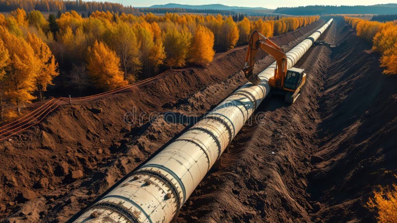 Autumn Infrastructure Project Drone Footage Captures Pipeline Laying ...
