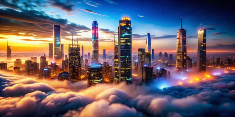 A Breathtaking Aerial Perspective of a Futuristic Cloud City: Exploring ...