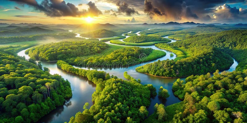 A Breathtaking Aerial Perspective of an Interconnected River and Forest ...