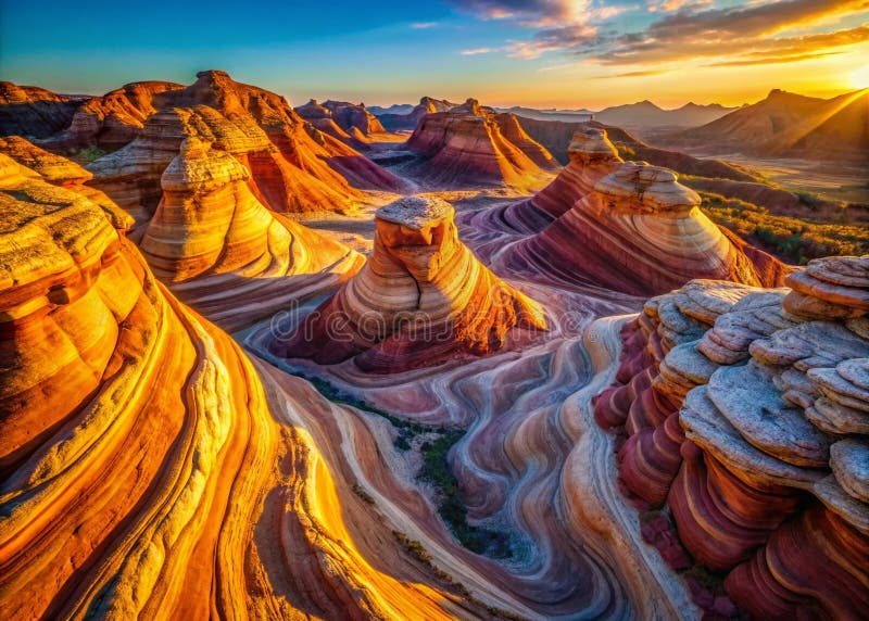 Breathtaking Aerial Perspective of Intricate Stone Wave Formations a ...