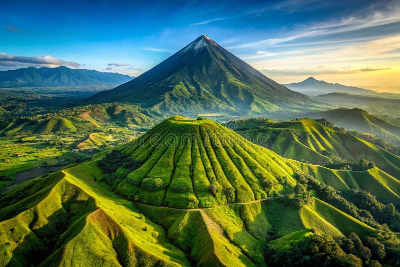 Breathtaking Aerial Perspective of Mount Batoks Iconic Triangular Peak ...