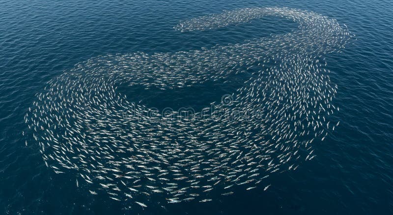 Aerial View of a Massive School of Fish Forming a Unique S-Shaped ...