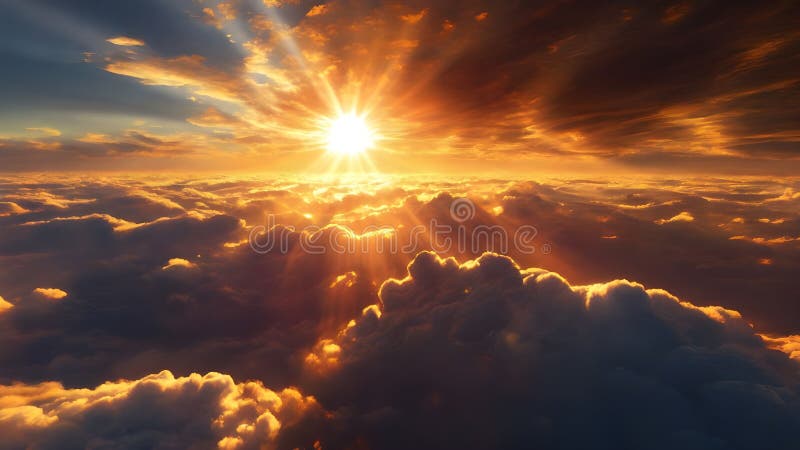 A Breathtaking Aerial View of the Sun Peeking through the Fluffy White ...