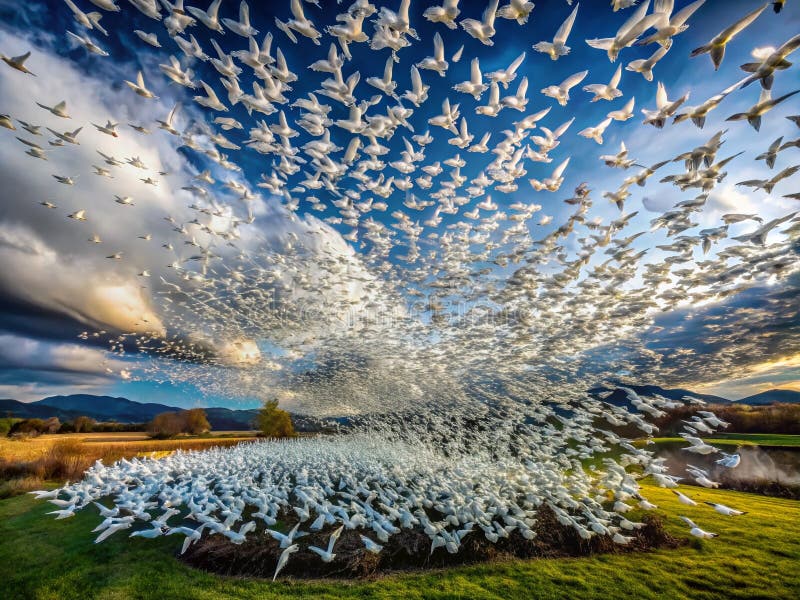 A Breathtaking Aerial View of Thousands of White Birds in a Mesmerizing ...