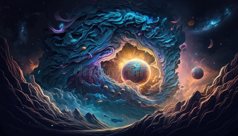 Abstract Outer Space Endless Nebula Galaxy Background, Ai Generative ...