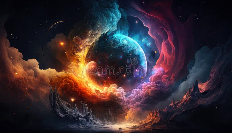 Abstract Outer Space Endless Nebula Galaxy Background, Ai Generative ...