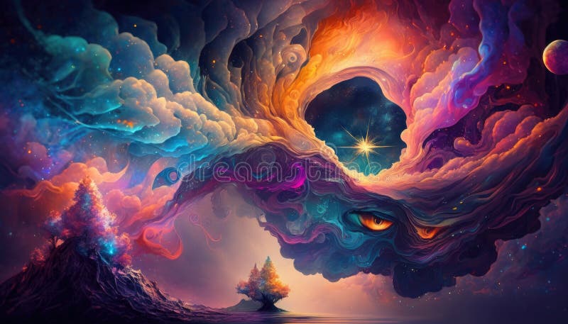 Abstract Outer Space Endless Nebula Galaxy Background, Ai Generative ...