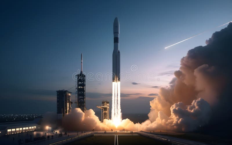 Futuristic Rocket Launch at Sunrise - High-Detail Space Exploration ...