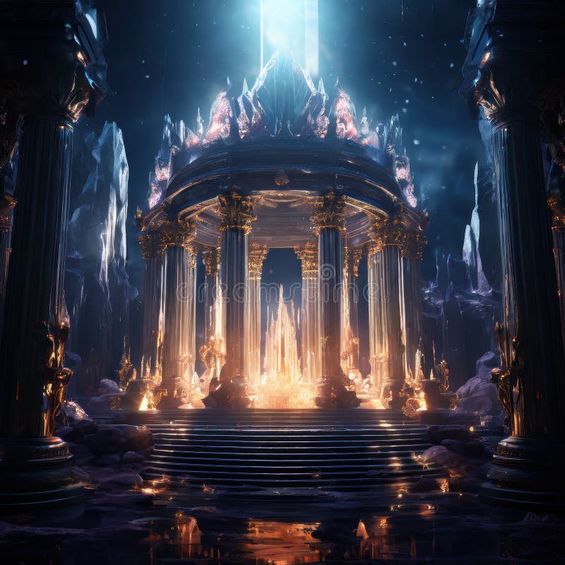 Enchanted Glowing Temple in a Mystical Cave Stock Photo - Image of ...