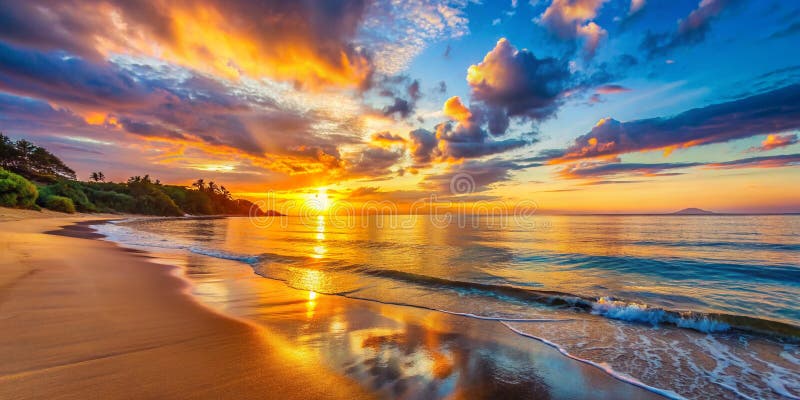 A Breathtaking Beach Sunset Capturing the Serene and Calming Atmosphere ...