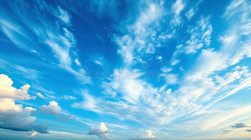Breathtaking Blue Sky with Dynamic Clouds, Stock Illustration ...
