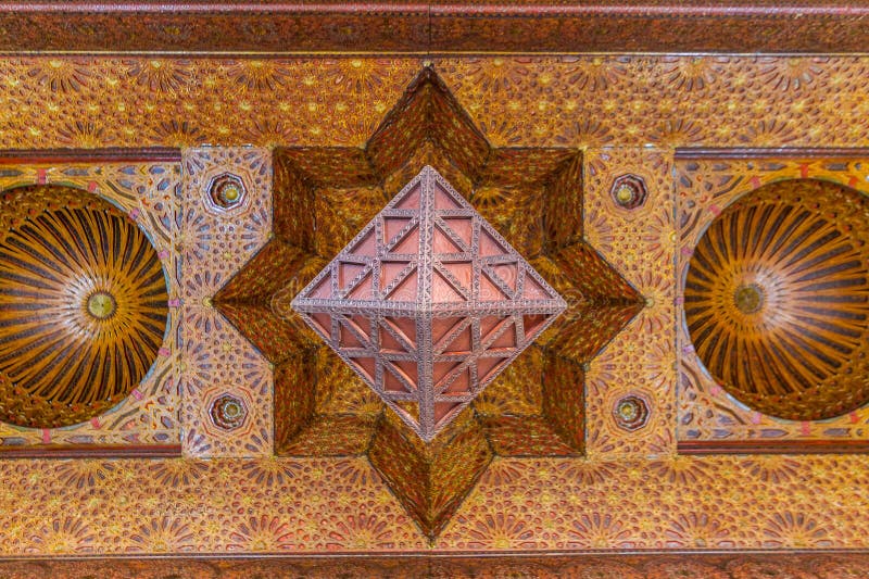 Breathtaking Ceiling Adorned with Intricate Geometric Patterns and a ...