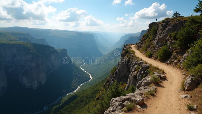 Breathtaking Clifftop Trail Above Valley with Sharp Drops Stunning View ...