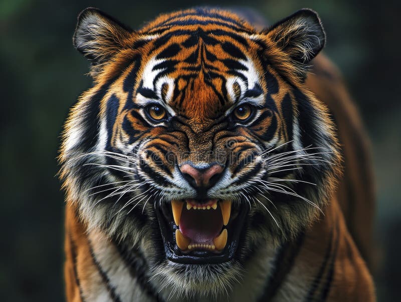A Breathtaking Close-up of a Bengal Tiger in a Powerful Pose, Its Mouth ...