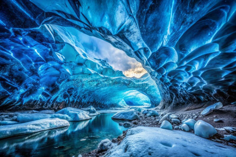 Breathtaking CloseUp of an Icelandic Glacier Ice Cave Exploring ...