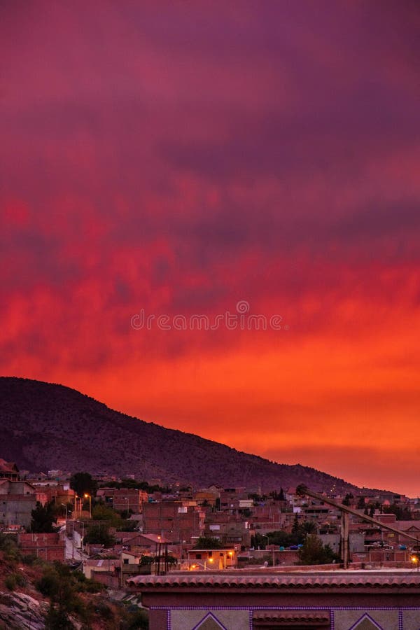 Breathtaking Colorful Sky Over a City at Dusk Stock Photo - Image of ...
