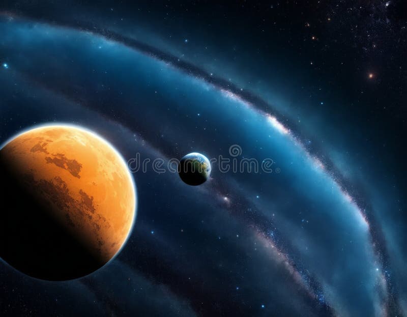Cosmic View of Planets and Galaxy in Space Stock Photo - Image of ...