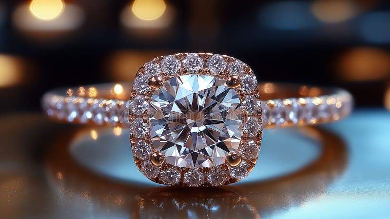 A Breathtaking Cushion-cut Diamond Ring Featuring a Radiant Halo Setting, Presenting a Dazzling ...