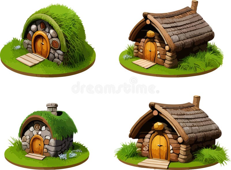 Breathtaking and Cuteness Dwarf and Hobbit House Stock Vector ...