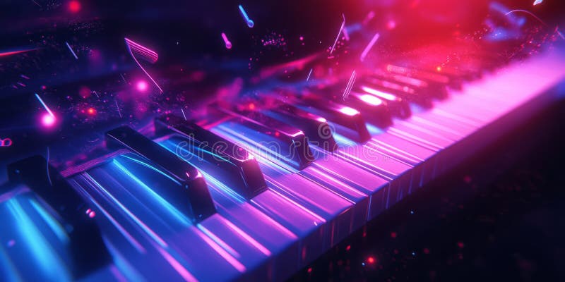 A Breathtaking 3D Abstract Background Featuring a Glowing Neon Piano ...