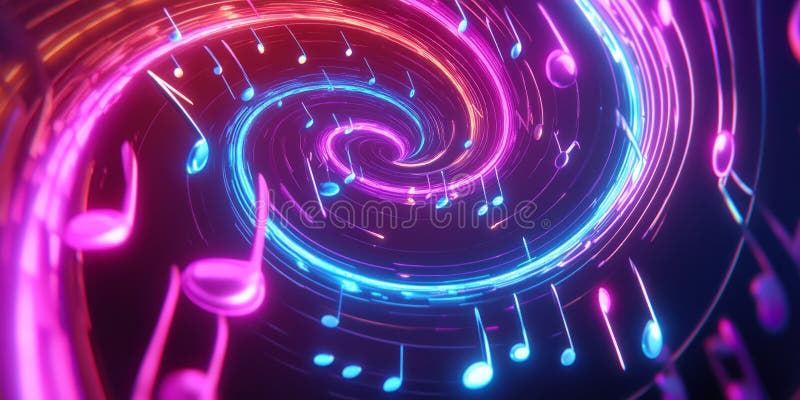 A Breathtaking 3D Music Background Featuring an Infinite Spiral of Neon ...