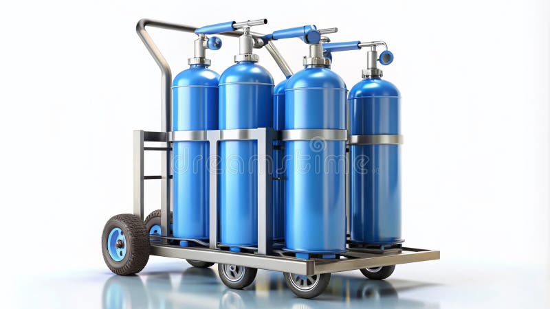 Professional Oxygen Gas Delivery a Panoramic View of Secure Cylinders ...