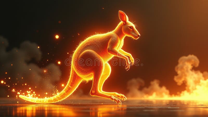 A Breathtaking 3D Rendering of a Kangaroo Engulfed in Flames. the Image ...