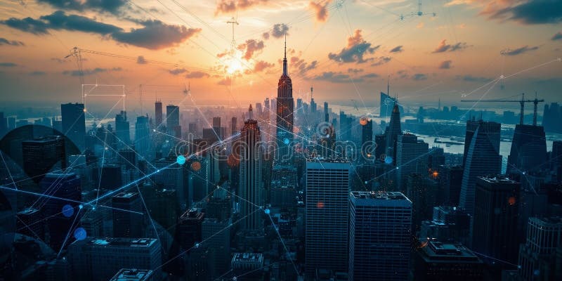 Breathtaking Dawn Over a Modern Metropolis Skyline a Stunning Design ...