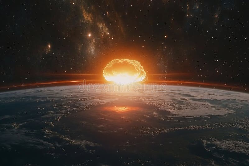 Dramatic Earth Explosion Nuclear Blast, Space, Asteroid Impact, Cosmic ...