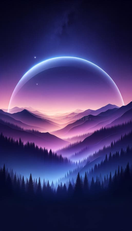 Surreal Night Landscape with Glowing Arc, Fantasy Concept Stock ...