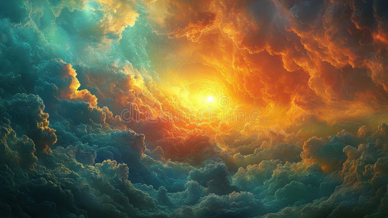 Celestial Cloudscape a Vibrant Digital Painting of Heaven Stock ...