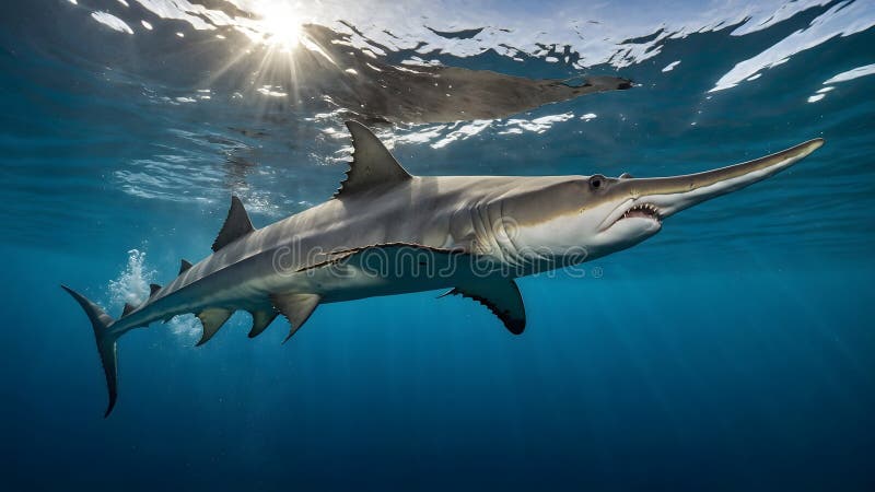 Spectacular Surge: the Smalltooth Sawfish Leaping from the Waves Stock ...