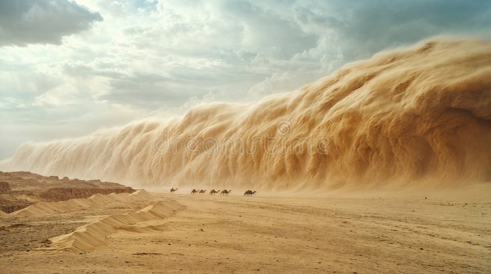 A Breathtaking and Dramatic Scene of a Massive Sandstorm Stock ...