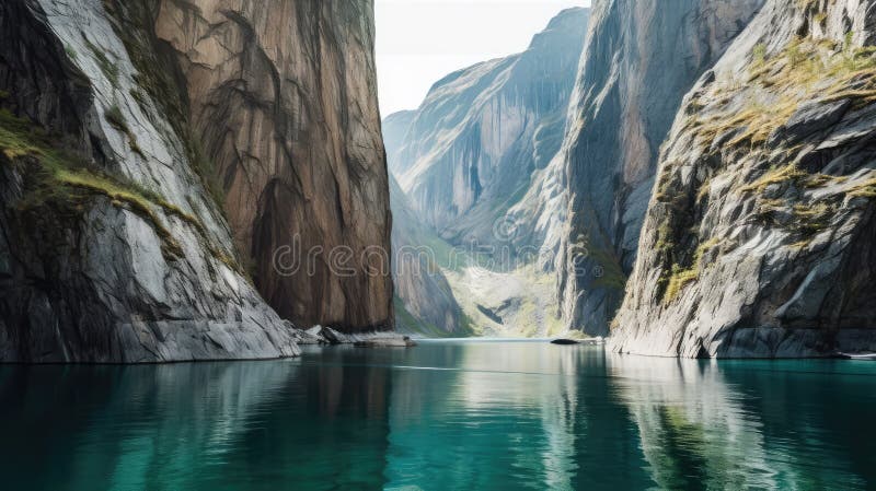 Breathtaking Fjord Surrounded by Towering Cliffs and Icy Waters ...