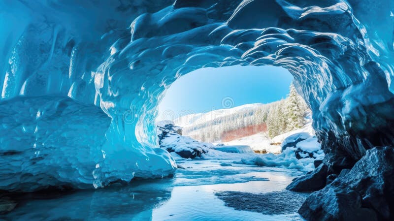Breathtaking Ice Cave with Blue Hues and Intricate Formations ...
